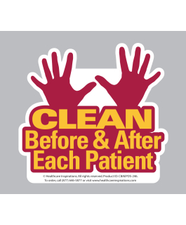 Staff Dispenser Sticker: Clean Before & After Each